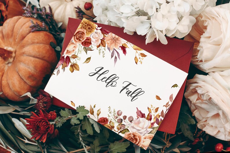 Fall Floral Corner Border Clipart. Watercolor Terracotta Autumn Flowers ...