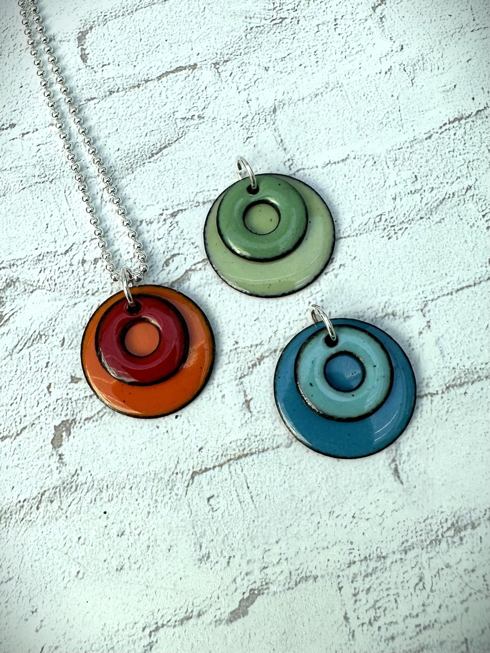 Colorful Enamel Stacked Halo Pendants - Etsy