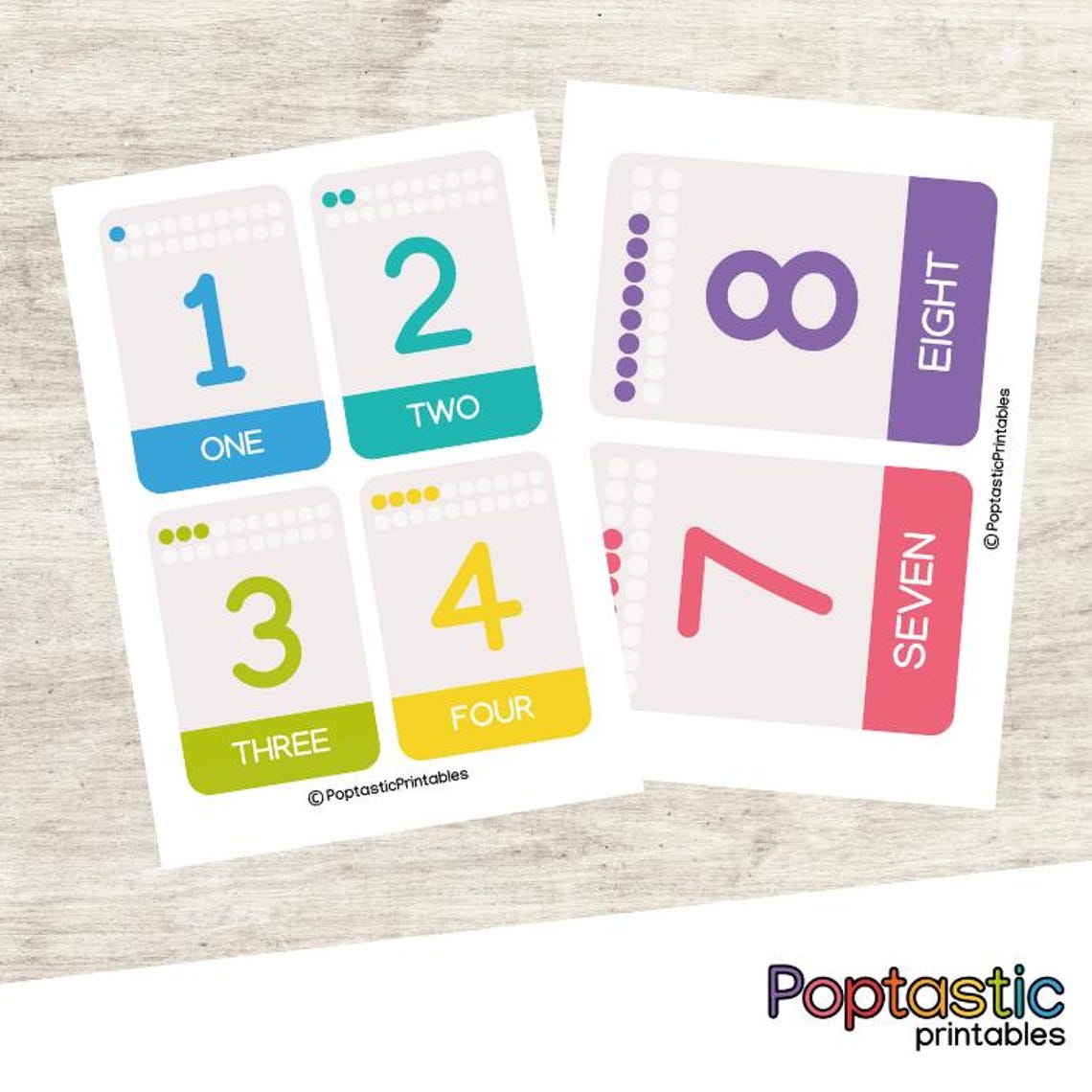 Numbers 1 to 20 Flashcards Counting Dots Uppercase Educational Cards ...
