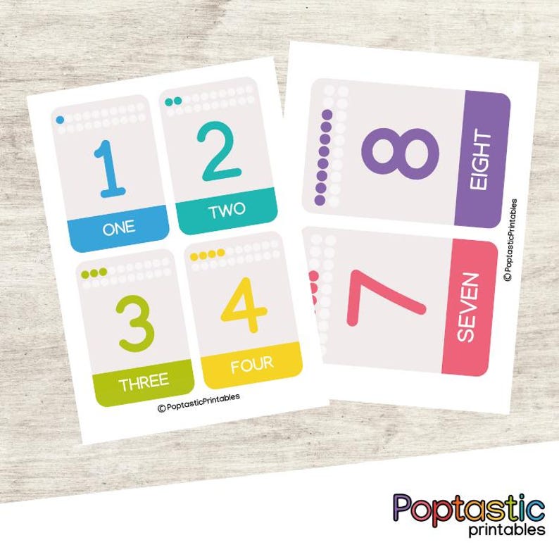 Numbers 1 to 20 Flashcards Counting Dots Uppercase Educational Cards ...
