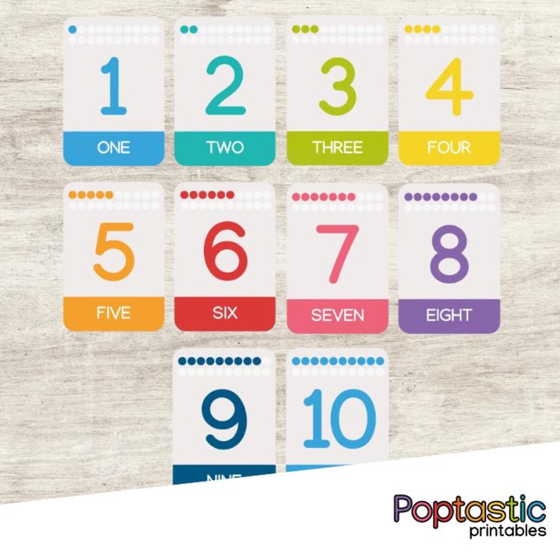 Numbers 1 to 20 Flashcards Counting Dots Uppercase Educational Cards ...