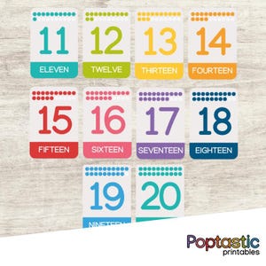 Numbers 1 to 20 Flashcards Counting Dots Uppercase Educational Cards ...