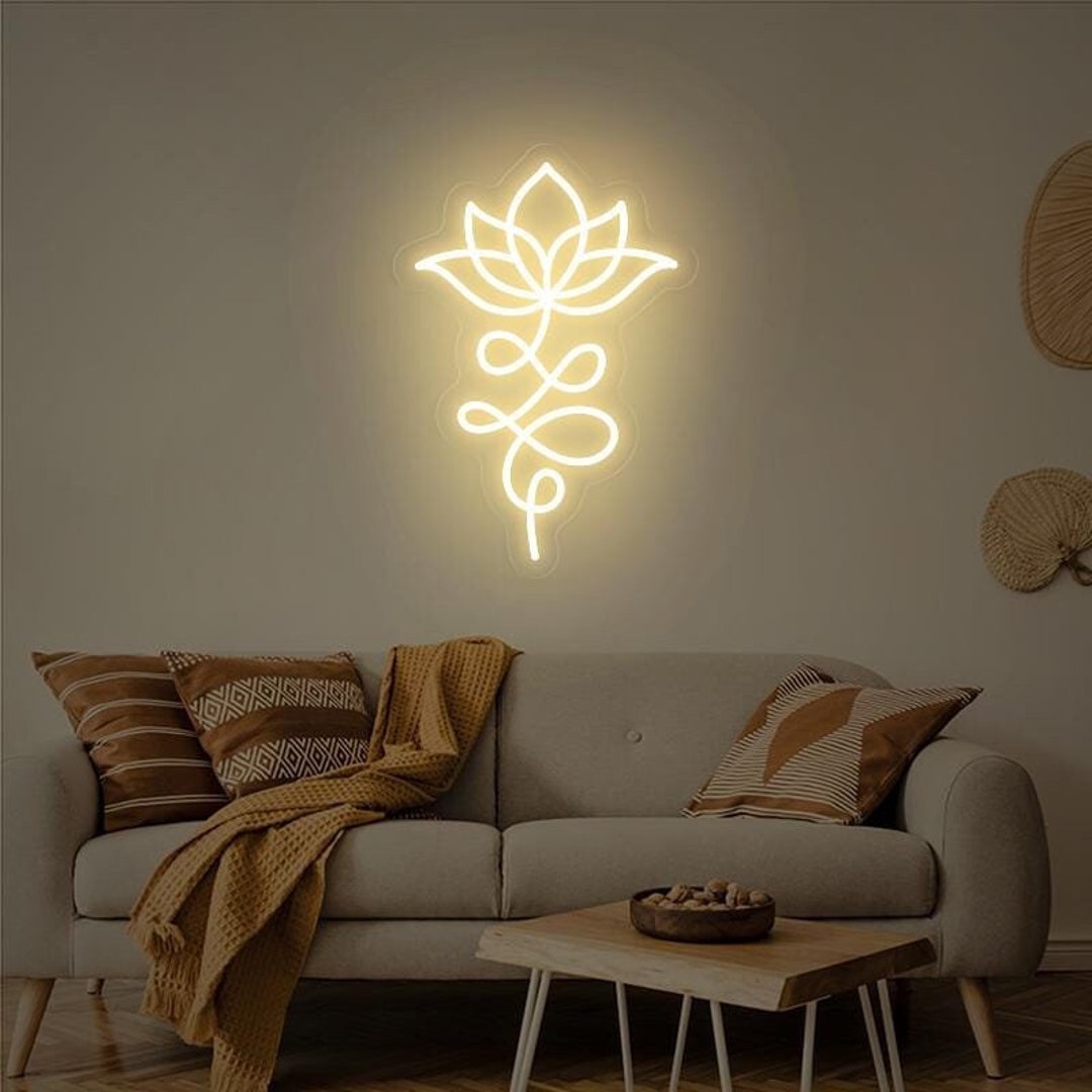 Unalome and Lotus Neon Sign, Lotus Flower, Buddhist Symbol, Spiritual ...