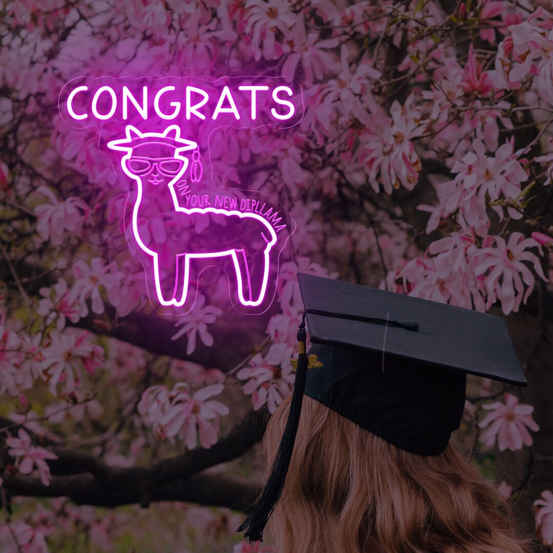 Punny Llama Graduation Neon Sign,congrats on Your New Diploma LED Light ...