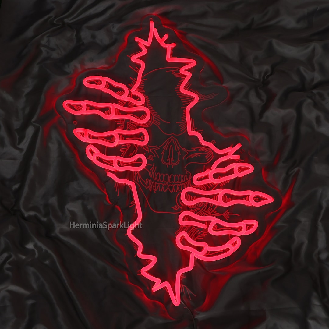 Skull in the Wall Neon Sign,skeleton Coming Out of the Wall Neon Light ...