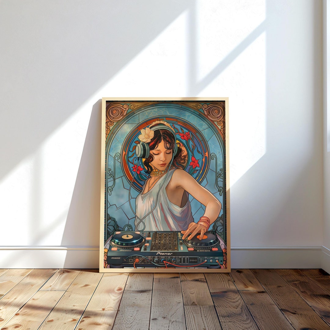 Beautiful Female DJ Spinning a Set Wall Print | Wall Art for Djs ...