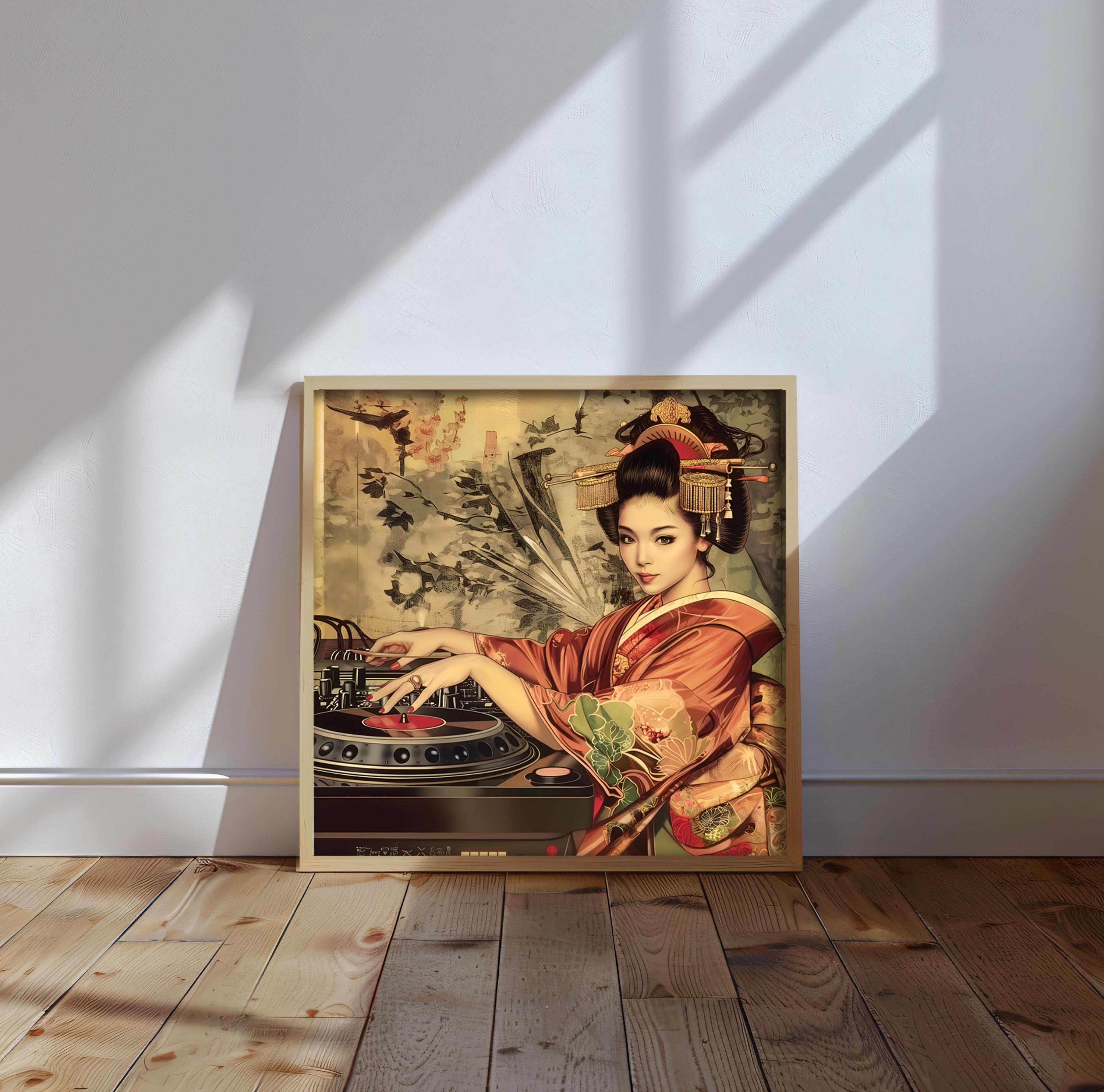 Beautiful Geisha DJ Posters Print | Wall Art for Djs | Music Vintage ...