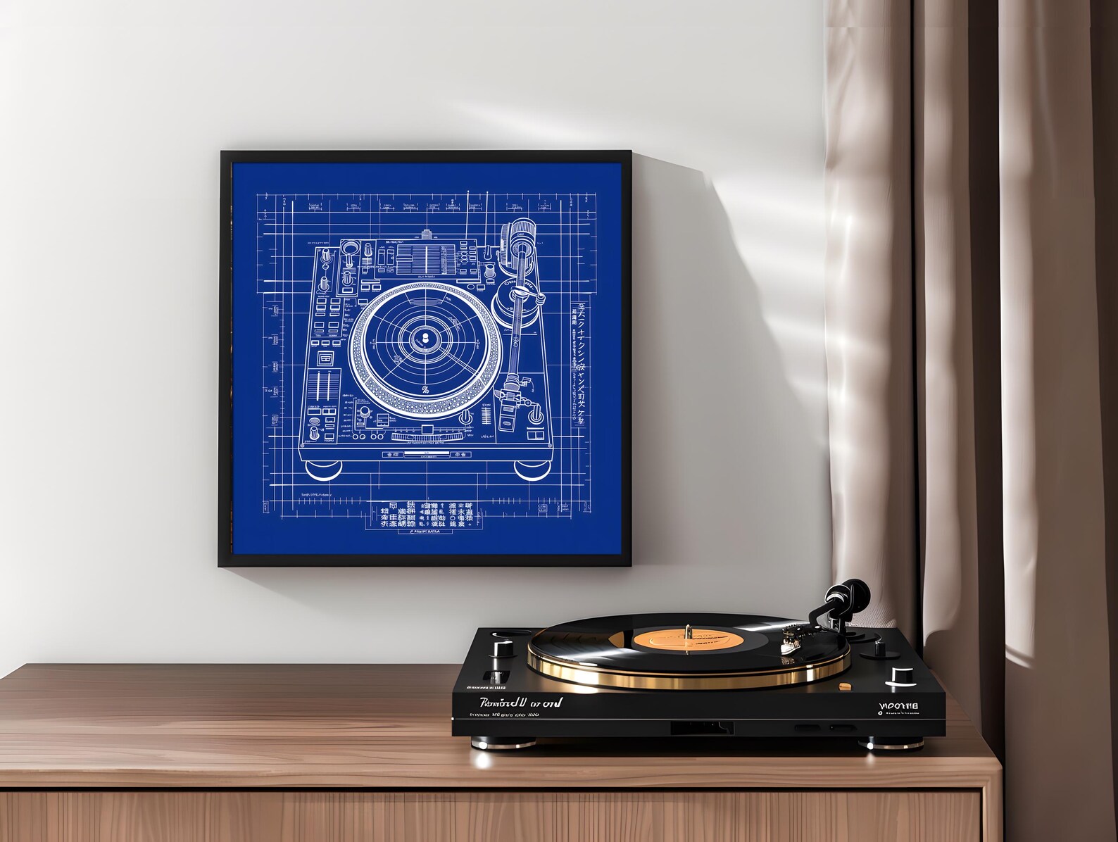 Japanese DJ Turntable Blueprint Photo Art Paper Poster Wall Art for Djs ...