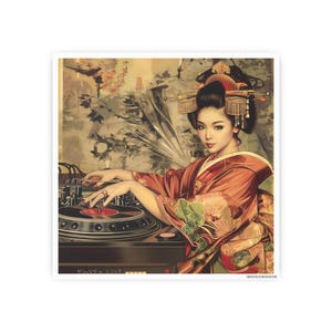 Beautiful Geisha DJ Posters Print | Wall Art for Djs | Music Vintage ...
