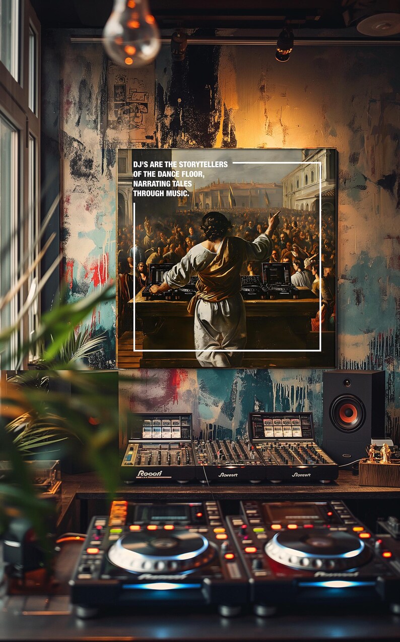 DJ at Festival in Biblical Days Oil Paint Style Art Paper Print | Wall ...