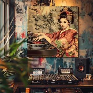 Beautiful Geisha DJ Posters Print | Wall Art for Djs | Music Vintage ...