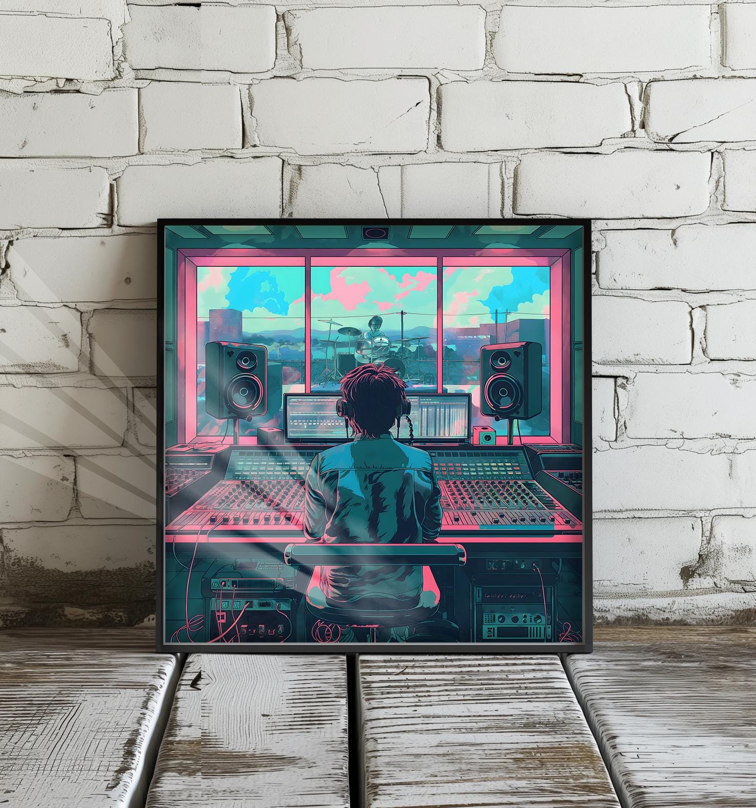 Recording Studio Poster Print | Sound Engineer at Work Wall Art Print ...