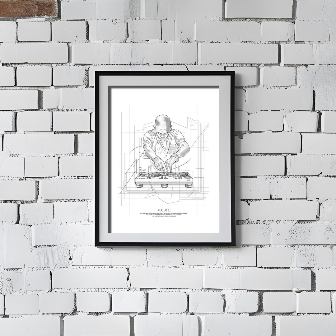 Dj Minimalism Sketch Line Art Rolled Poster | Wall Art for Djs | Music ...