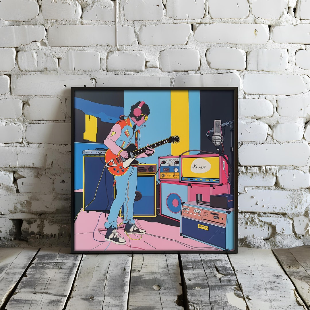 Trippy Guitarist in the Studio Photo Art Paper Poster | Music Producer ...