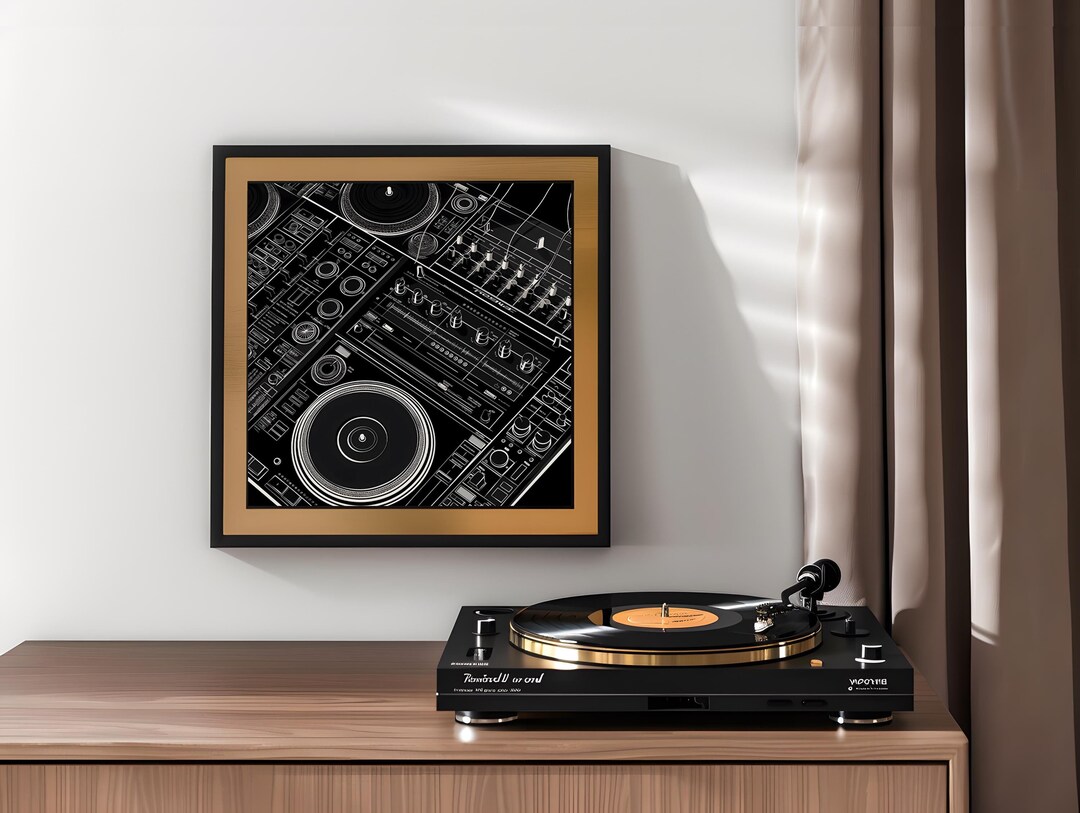 High Tech DJ Gear Minimal Line Art Premium Poster Print | Wall Art for ...