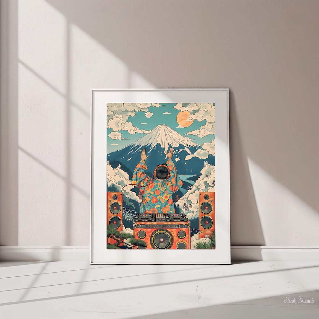 Japanese Vintage DJ Art Rolled Posters | Mountain Wall Art for Djs ...