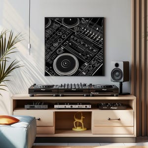 High Tech DJ Gear Minimal Line Art Premium Poster Print | Wall Art for ...