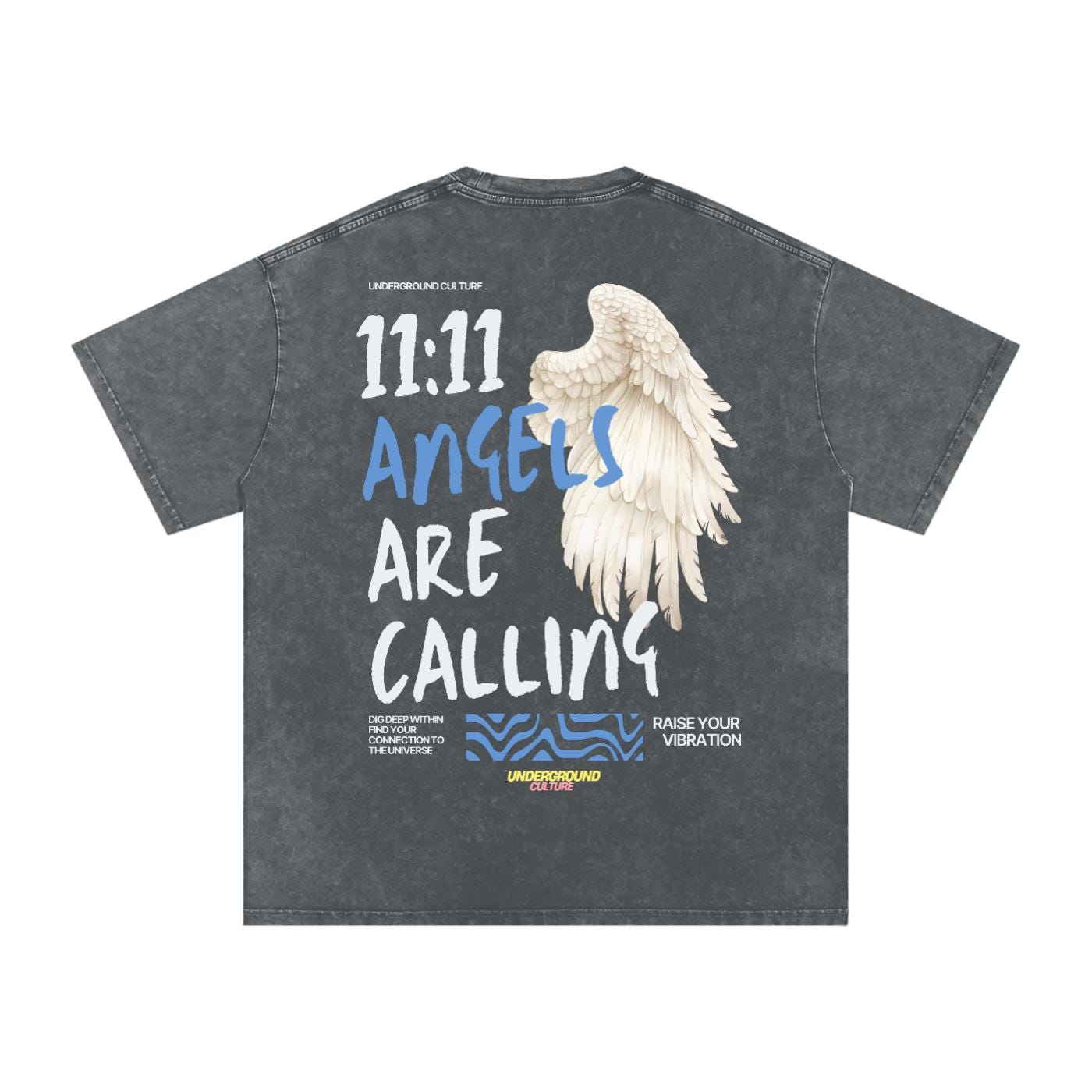 Premium 11:11 Angel T-shirt - Acid Washed Oversized Streetwear Tee ...