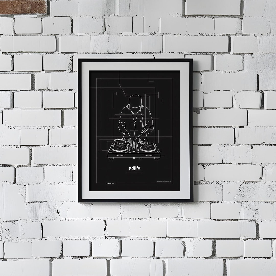 DJ #djlife Minimalism Line Art Printed Posters | Wall Art for Djs ...