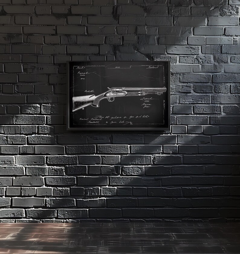 Revolving Rifle Classic Gun Art Print Patent Style Drawing for Gun ...