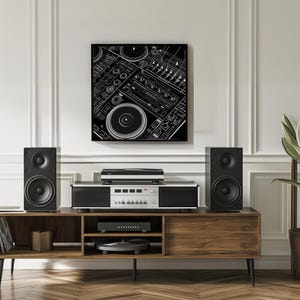 High Tech DJ Gear Minimal Line Art Premium Poster Print | Wall Art for ...