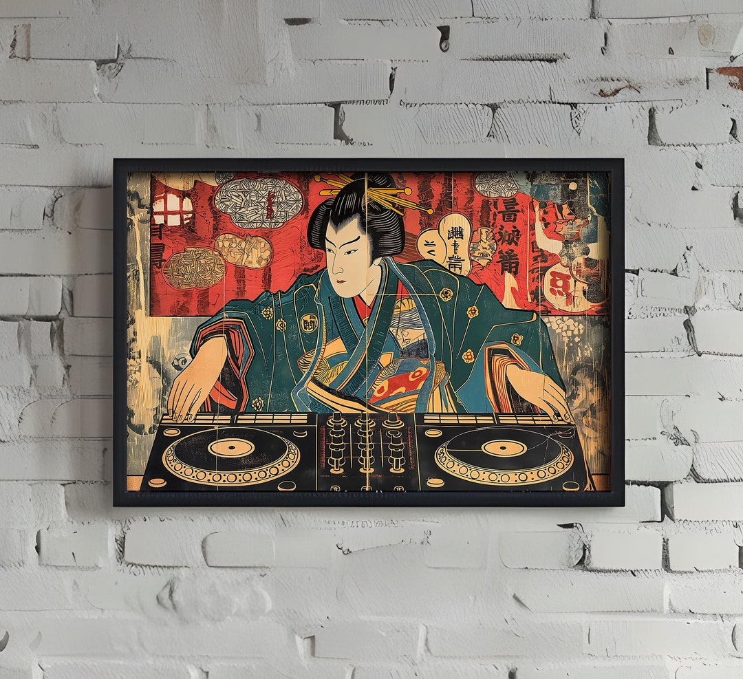 Kuniyoshi Ancient Japanese Samurai DJ Premium Art Print | Wall Art for ...