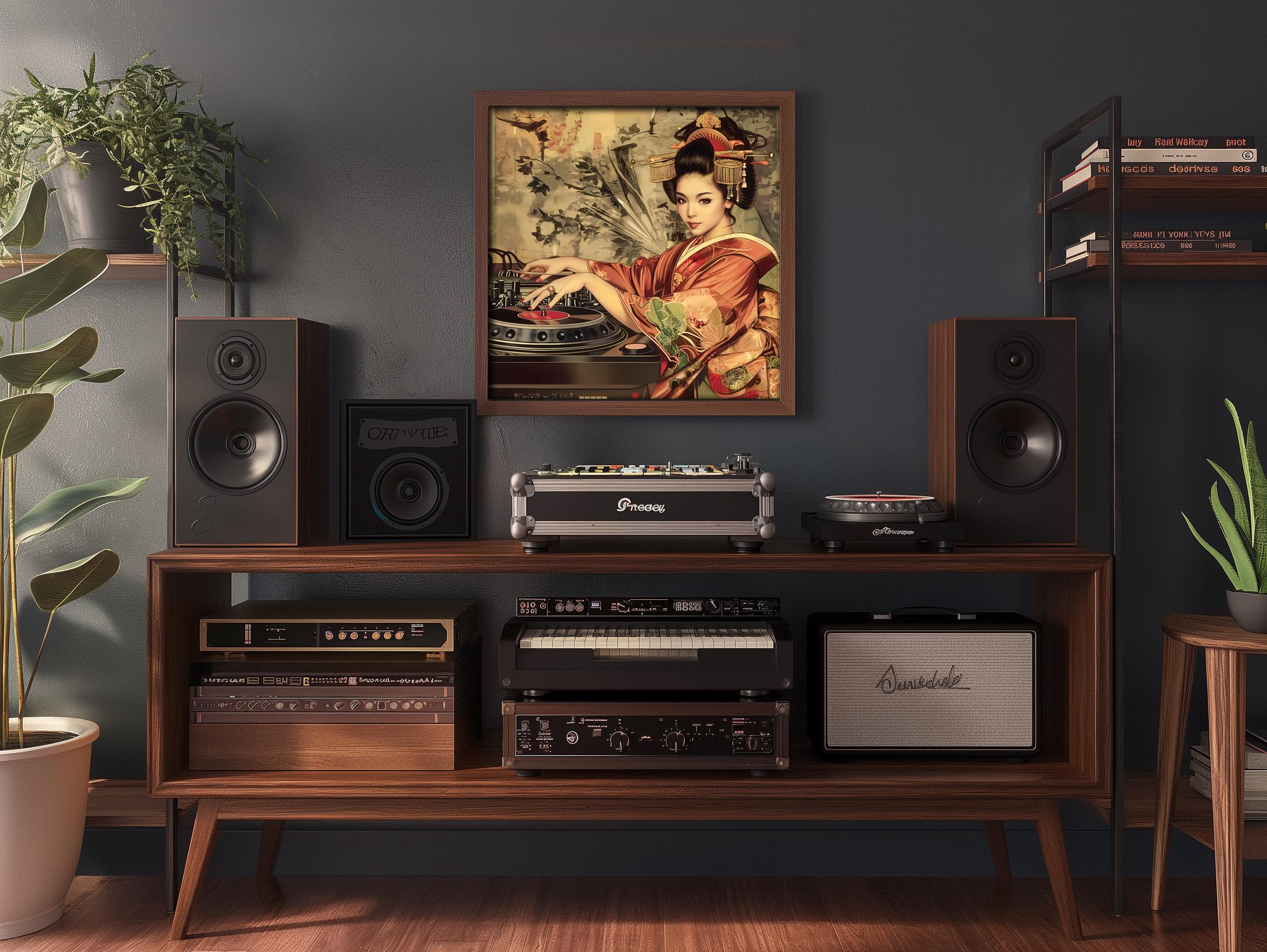 Beautiful Geisha DJ Posters Print | Wall Art for Djs | Music Vintage ...