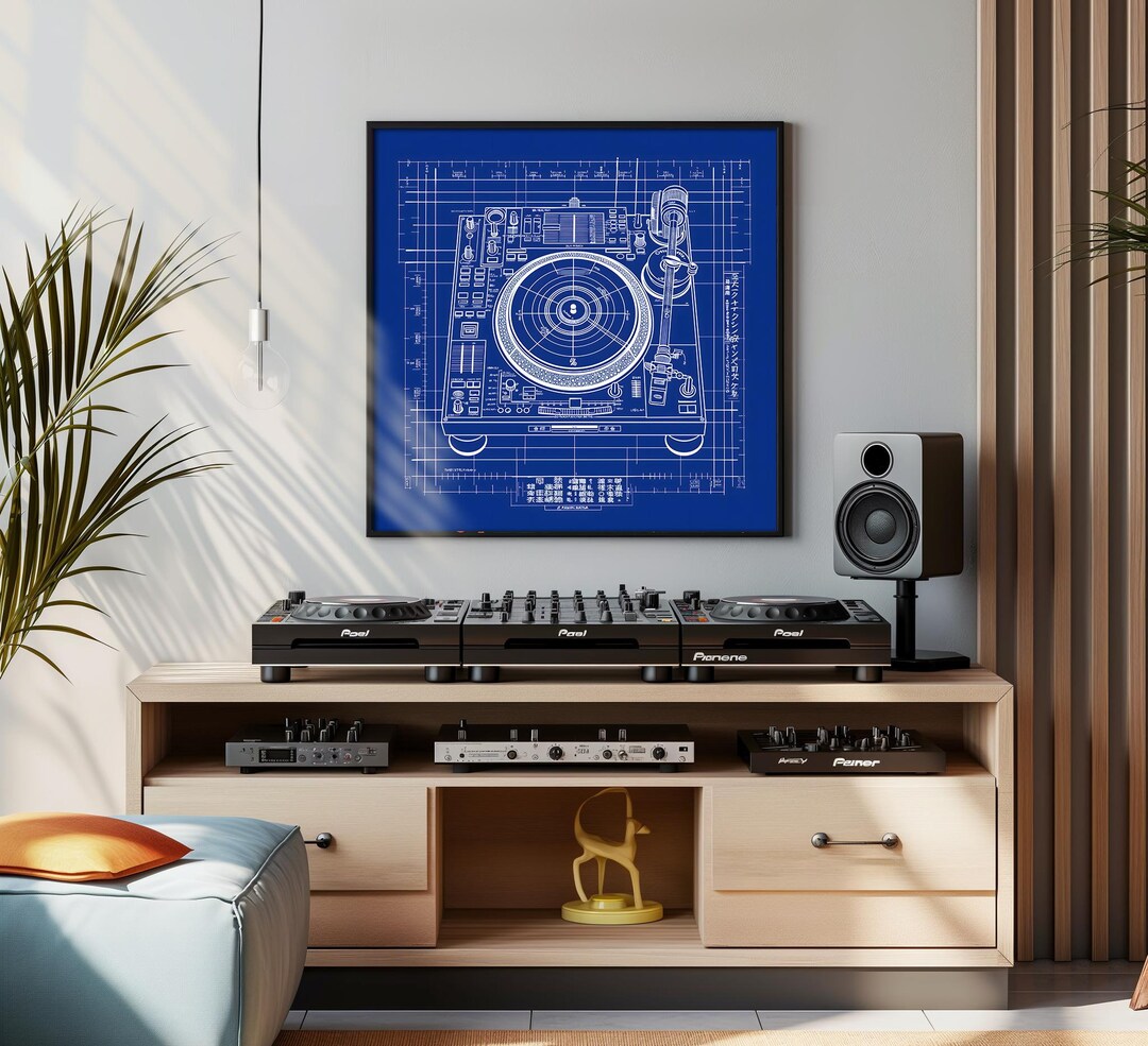 Japanese DJ Turntable Blueprint Photo Art Paper Poster | Wall Art for ...
