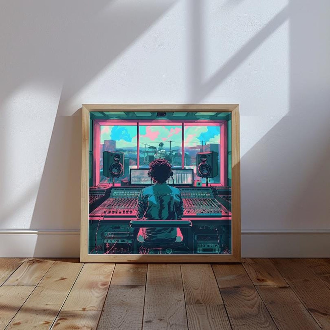 Recording Studio Poster Print | Sound Engineer at Work Wall Art Print ...