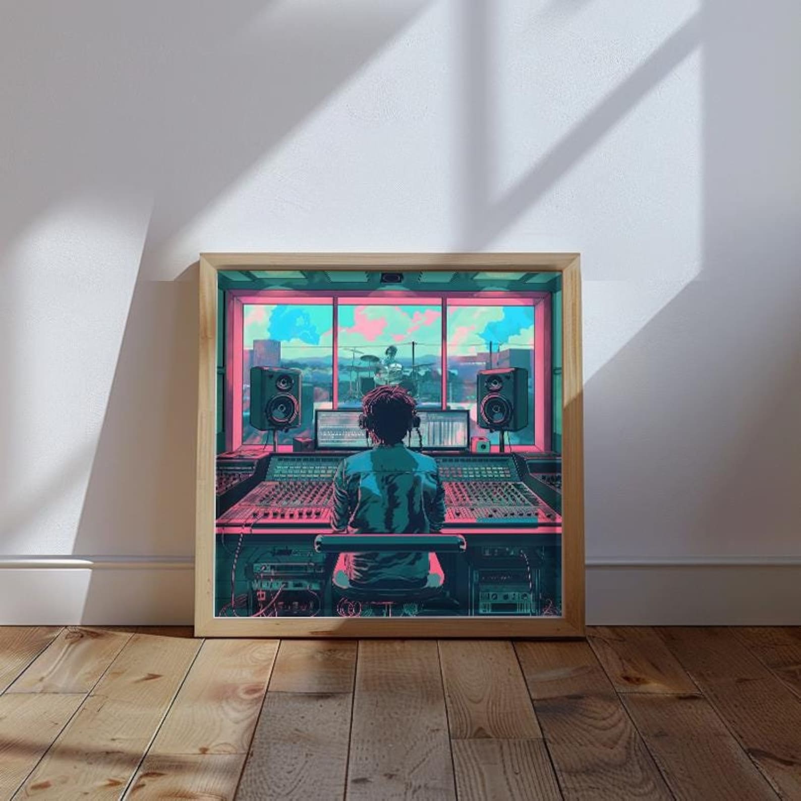 Recording Studio Poster Print | Sound Engineer at Work Wall Art Print ...