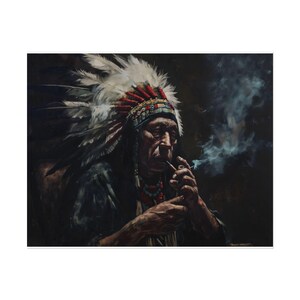Native American Chief Dark Moody Wall Art Print | Cultural Poster Print ...
