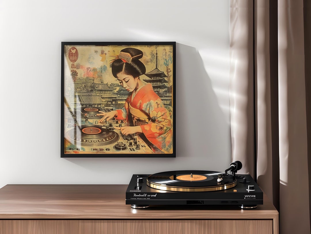 VINTAGE Beautiful Geisha DJ Posters Print | Wall Art for Djs | Japanese ...