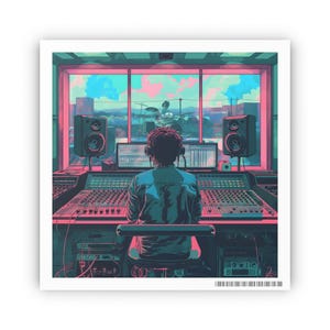 Recording Studio Poster Print | Sound Engineer at Work Wall Art Print ...