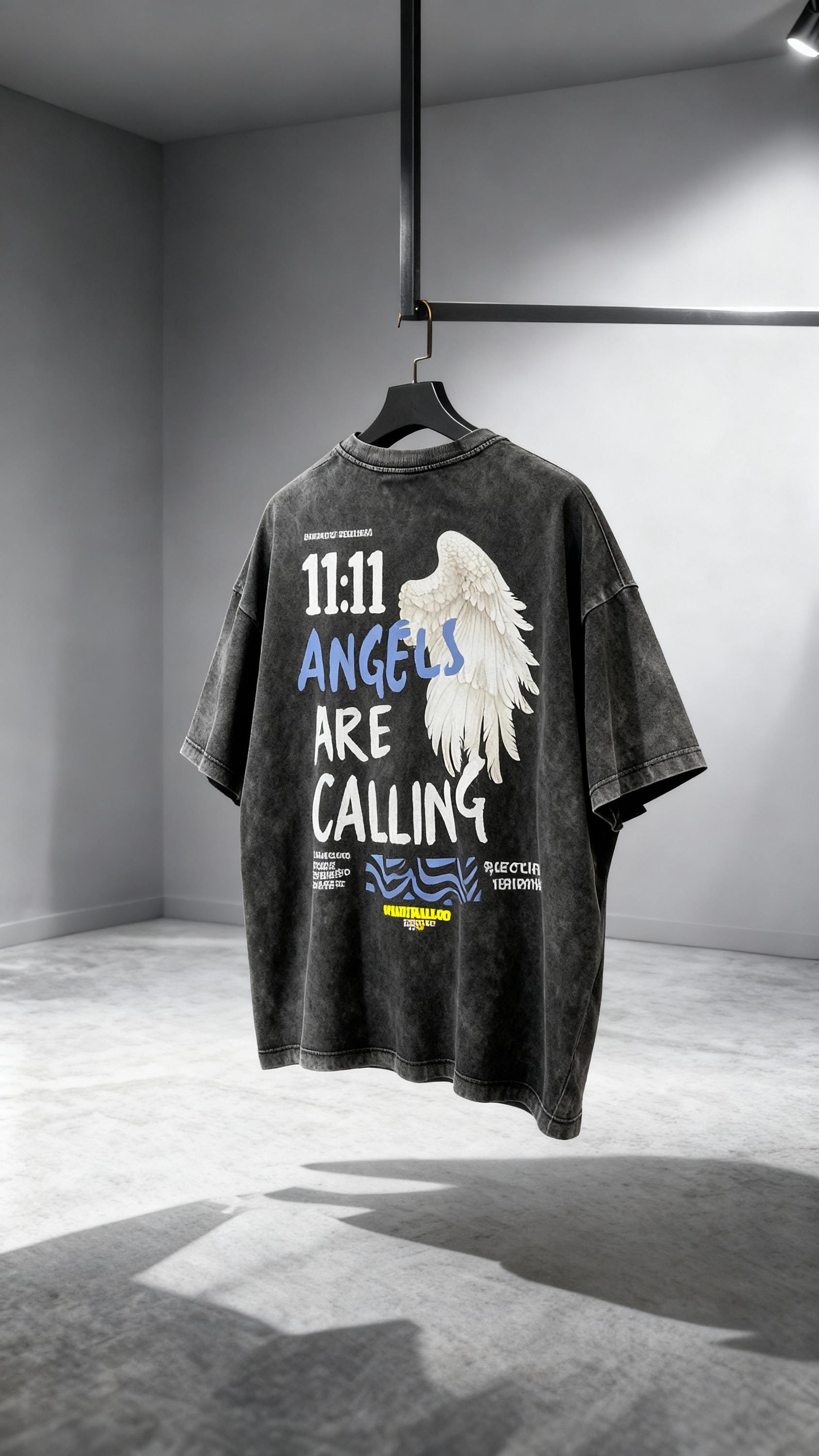 Premium 11:11 Angel T-shirt - Acid Washed Oversized Streetwear Tee ...