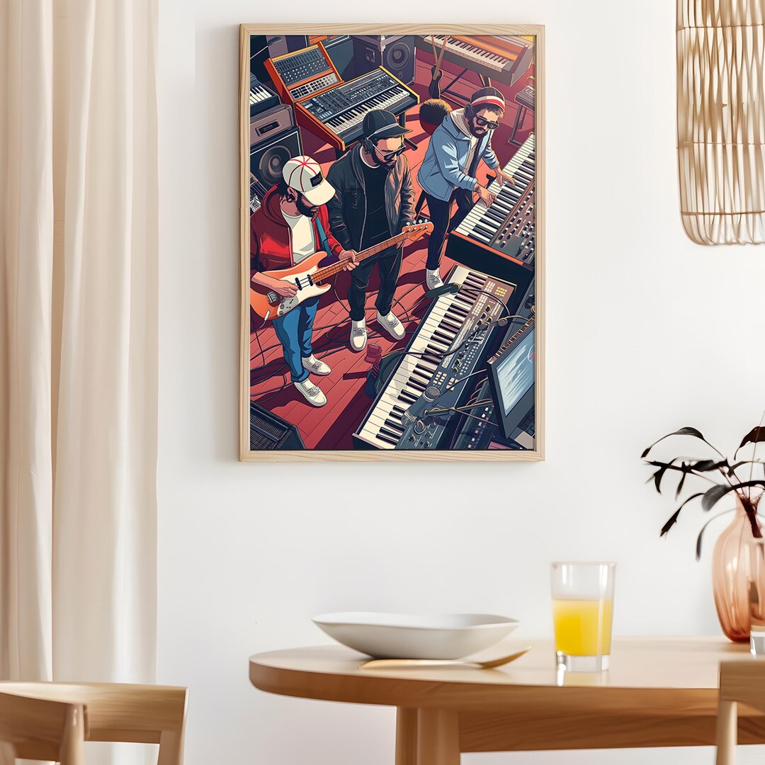 Musicians in the Recording Studio Poster Print | Keyboards Guitars ...