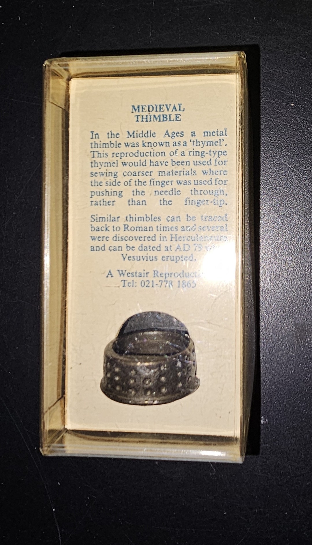 A Westair Reproduction of a Vintage Medieval Metal Thimble for Sewing ...