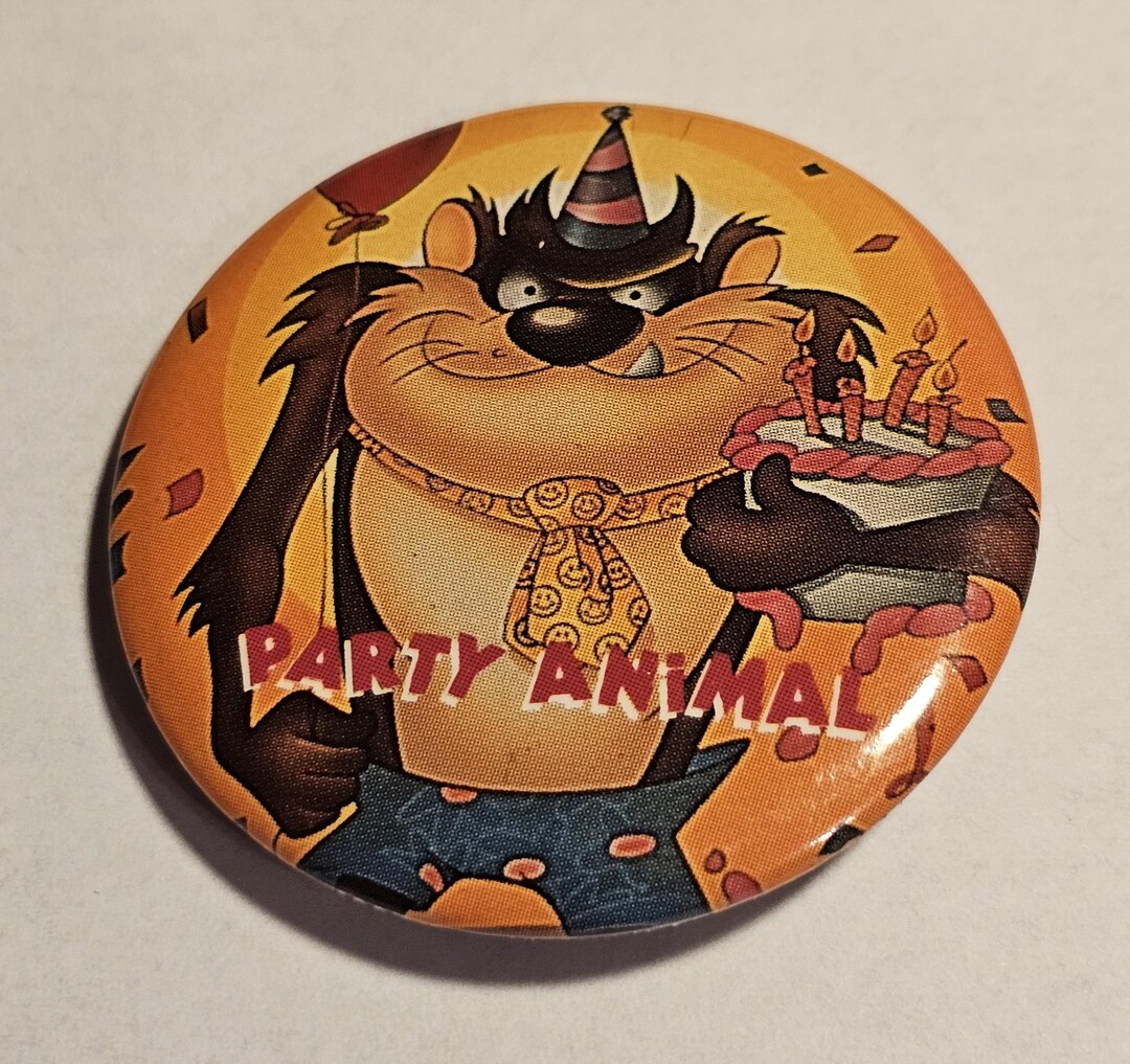 1988 Warner Bros. Tasmanian Devil Pinback Button #1900 "party Animal ...