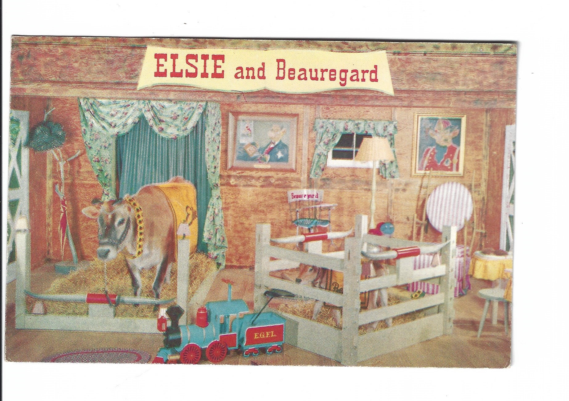 1950s Color Postcard of Elsie the Cow & Beauregard - Etsy