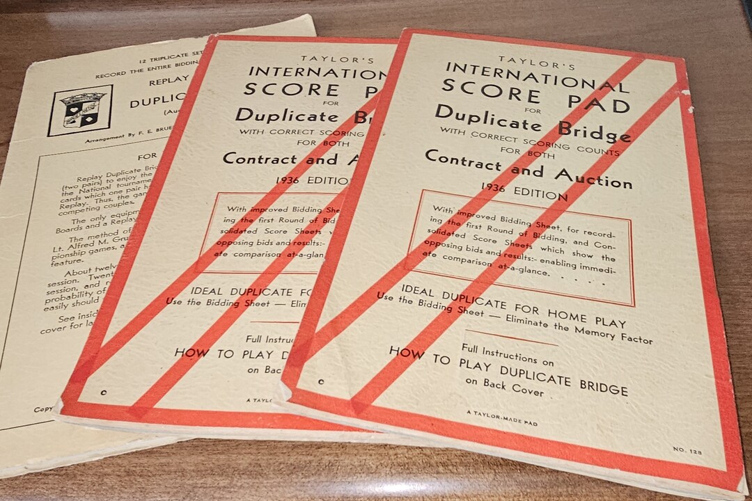3 1930s International Score Pad for Duplicate Bridge - Etsy