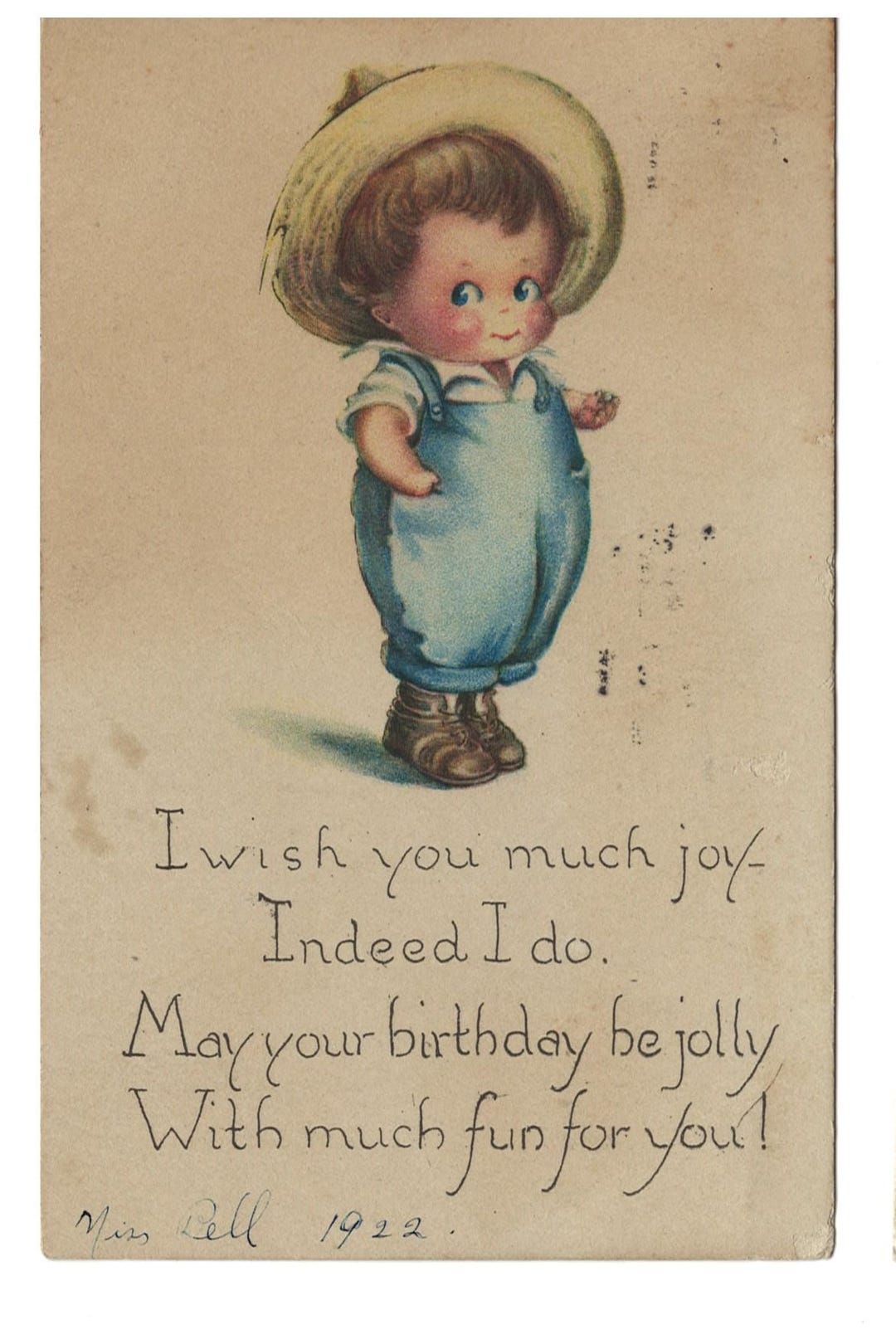 1922 Antique Color Postcard Happy Birthday #1252 Cute Kid - Etsy