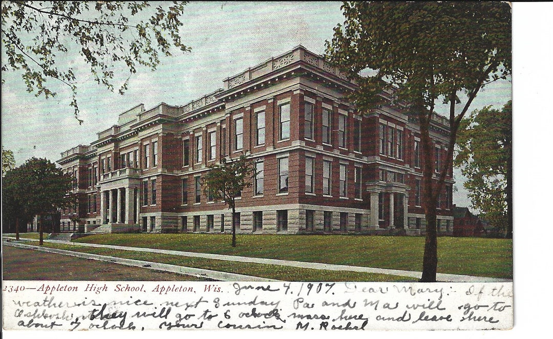 1907 Antique Color Postcard High School Appleton, WI #432 - Etsy