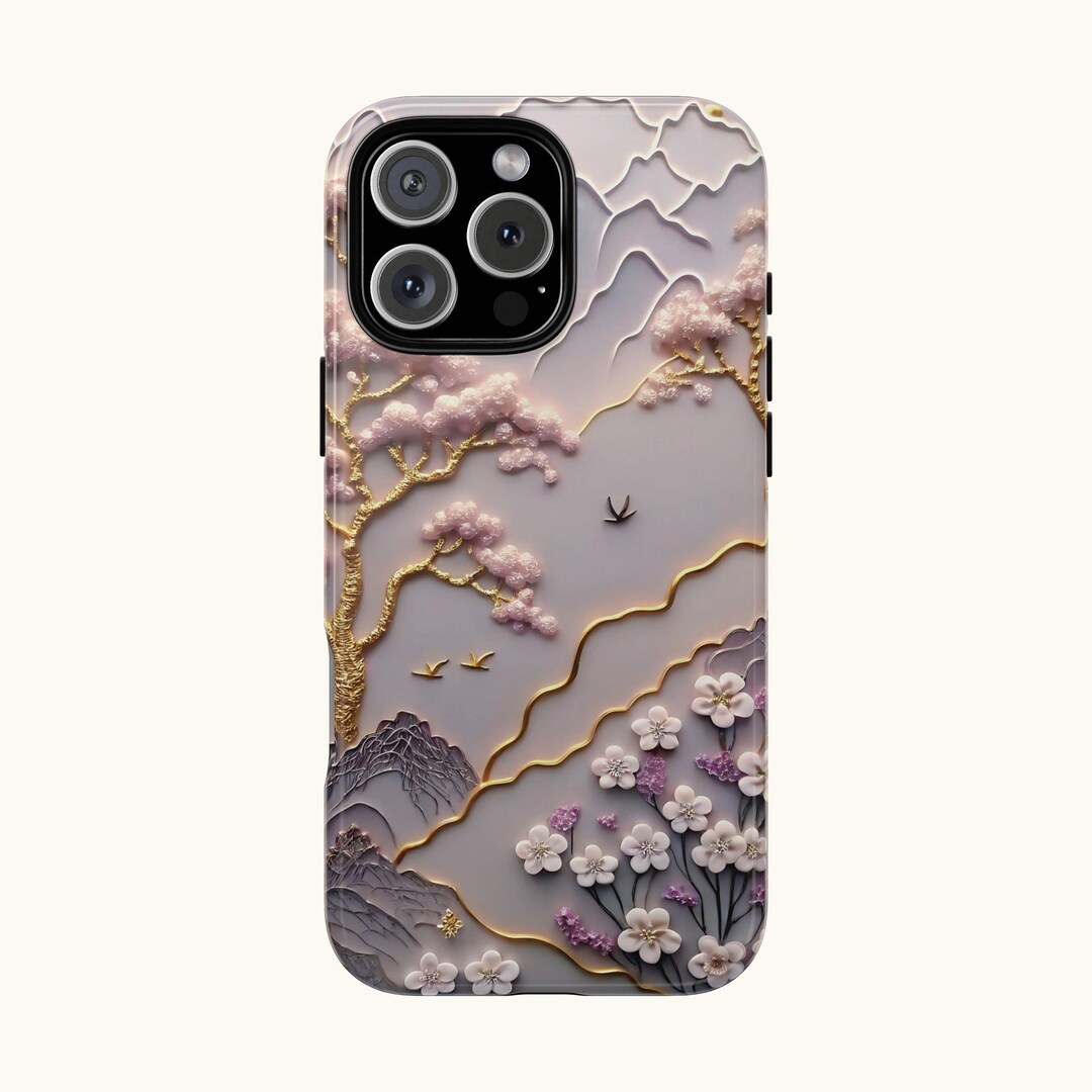 Phone Case Asian Sakura Tree Carving Design, iPhone Case, Sakura Tree ...