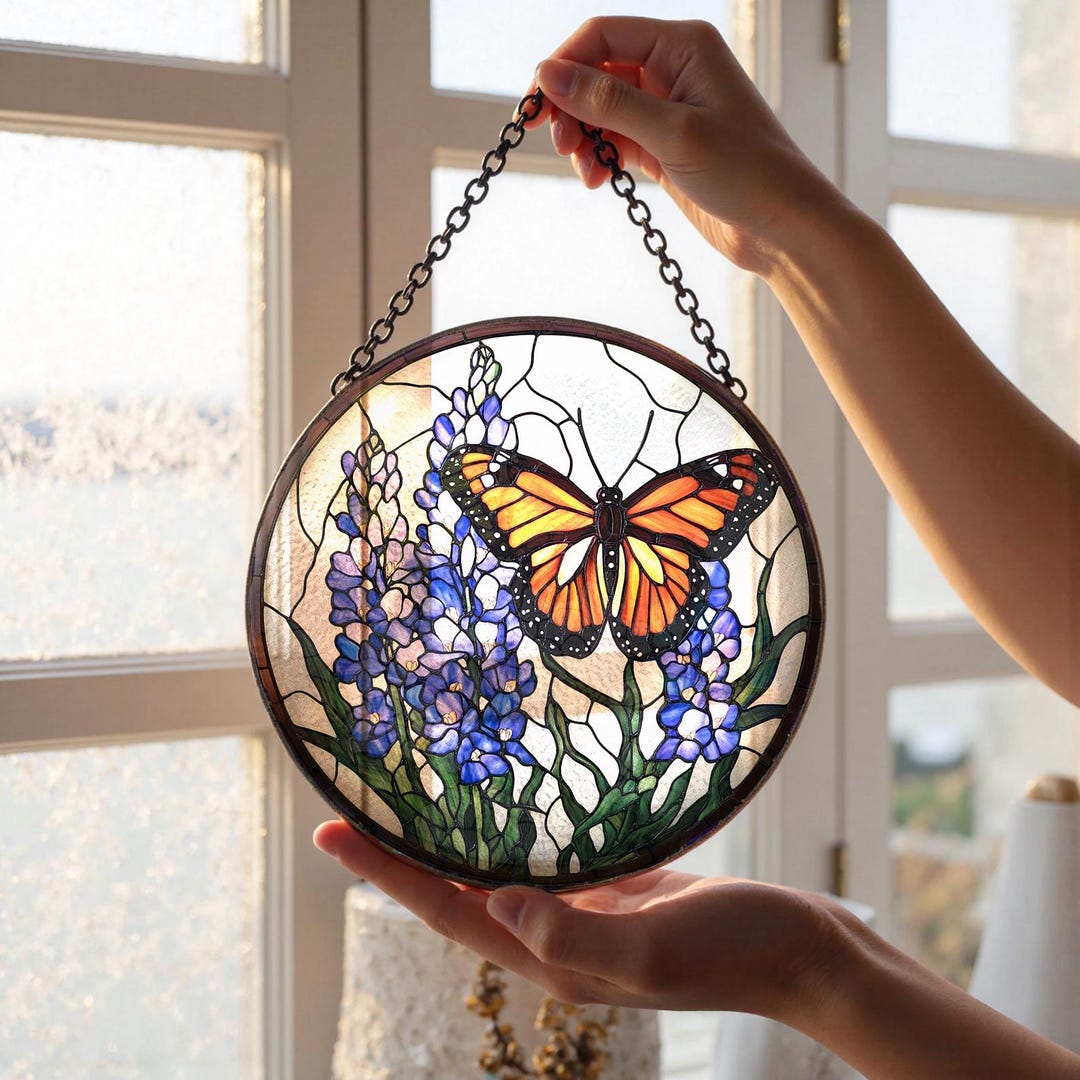 Texas Bluebonnet Butterfly Suncatcher | Texan Resilience & Healing ...