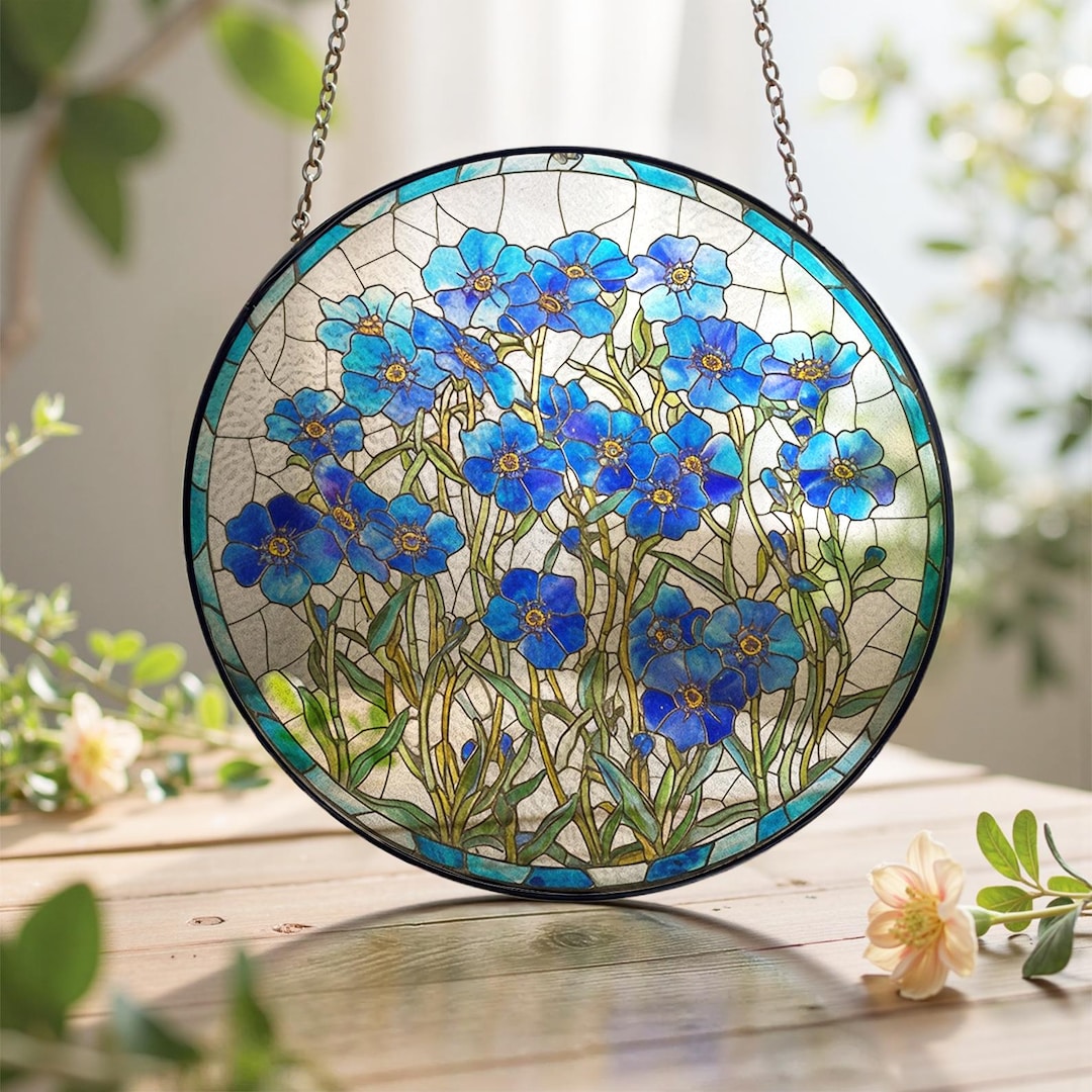 Forget - Me - Not Stained Glass Suncatcher | Remembrance & Sympathy ...