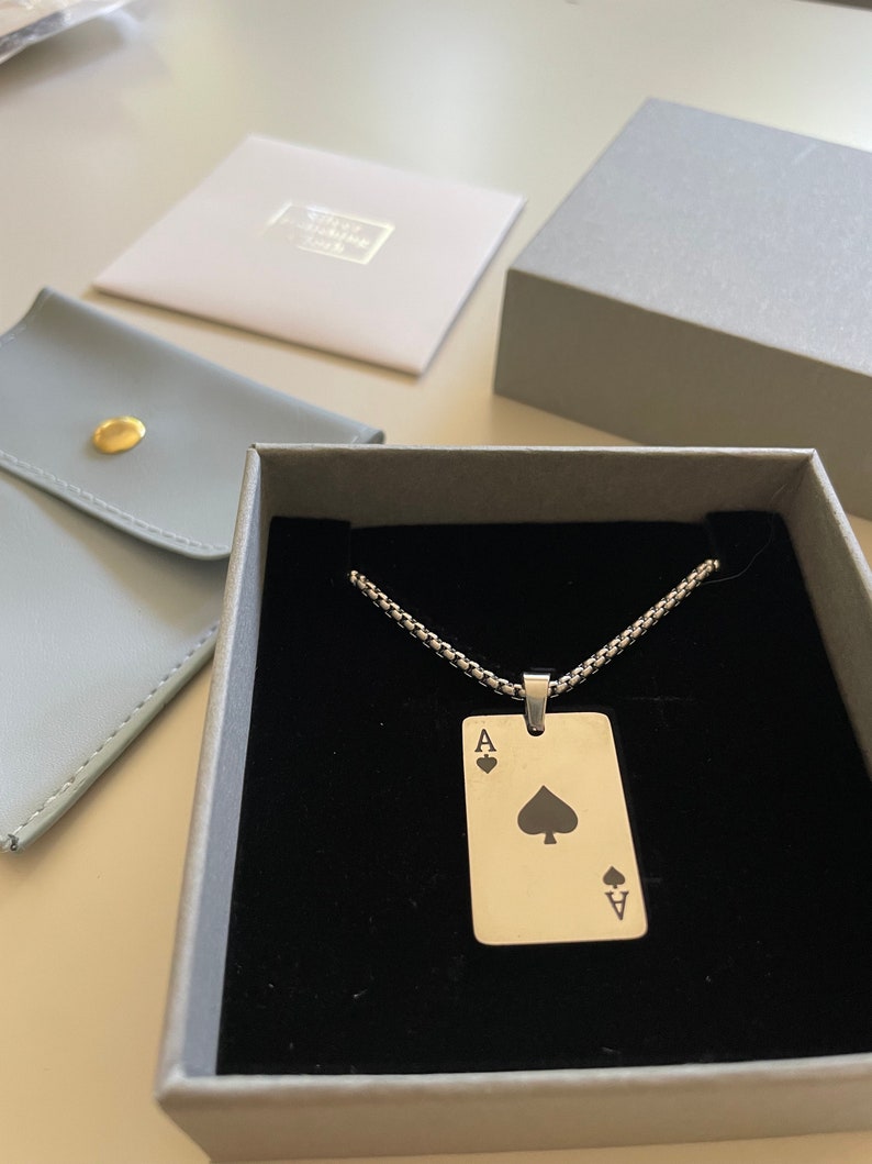 Summer Fashion Essential Trendy Couples Necklace Ace of Hearts Spades Pendant Titanium Steel ...