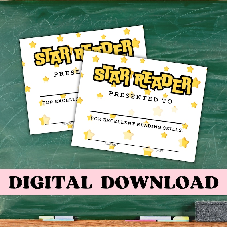 Star Reader Student Award Certificate | Lirbary Award Teacher Supplies ...