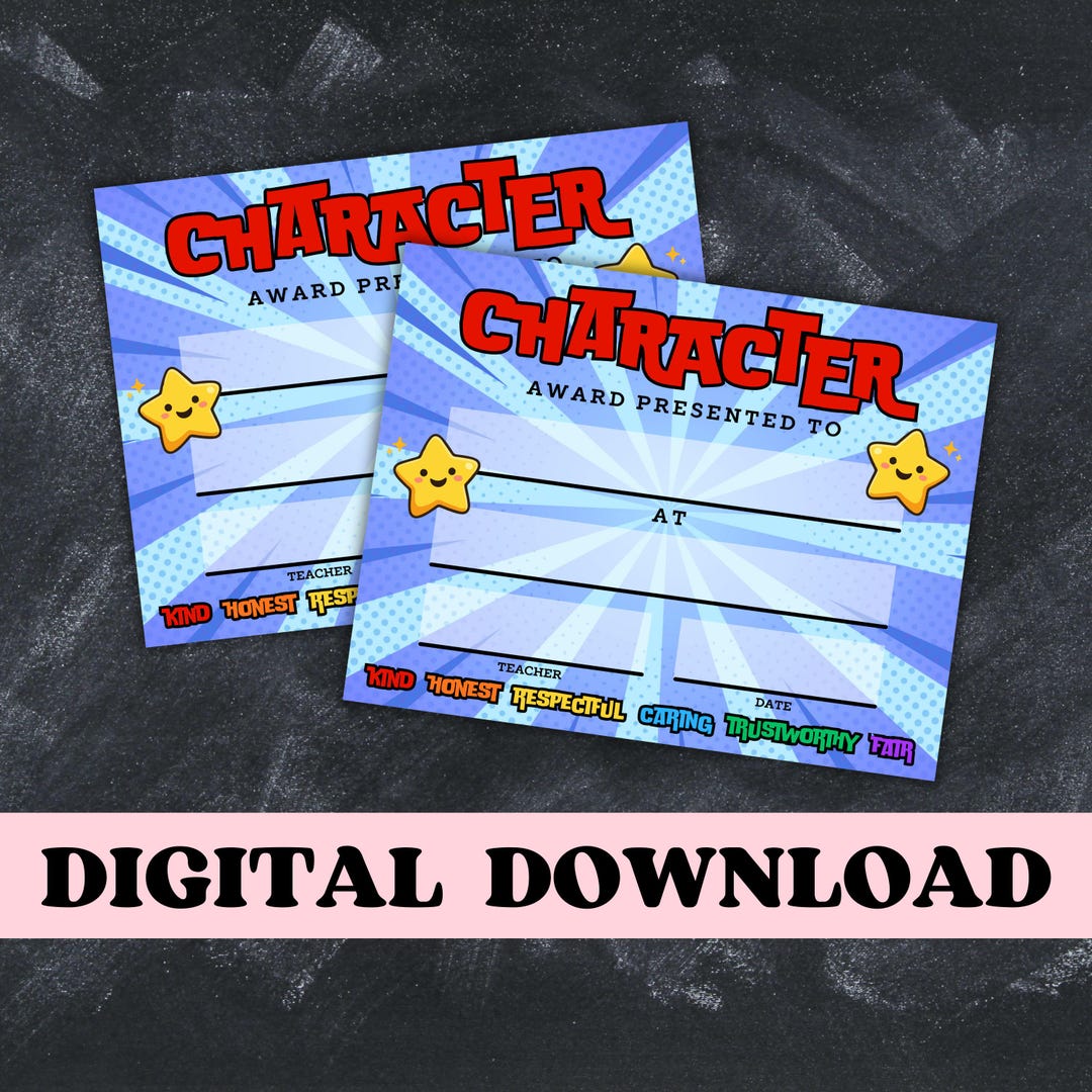 Character Award Certificate | Student Achievement Award (digital ...