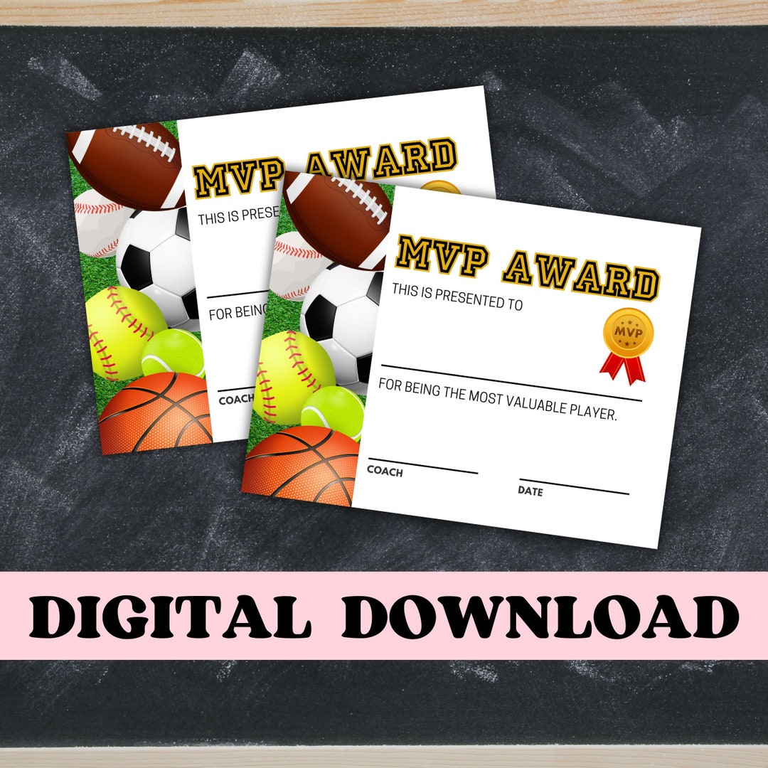 MVP Athlete Award Certificate | Sports Award Youth Coach Supplies ...