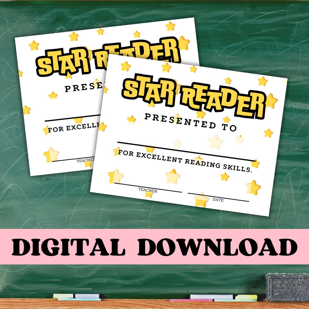 Star Reader Student Award Certificate Lirbary Award Teacher Supplies - Etsy