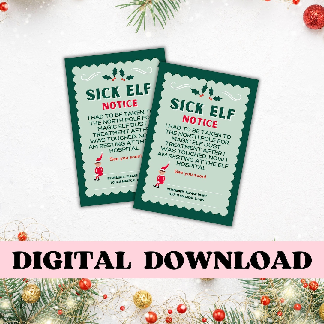 Elf Sick Note | Elf Got Touched Excuse (digital Download) - Etsy